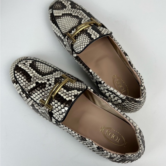Tod's | Shoes | Tods Double T Brass Buckle Real Snake Skin Loafer ...